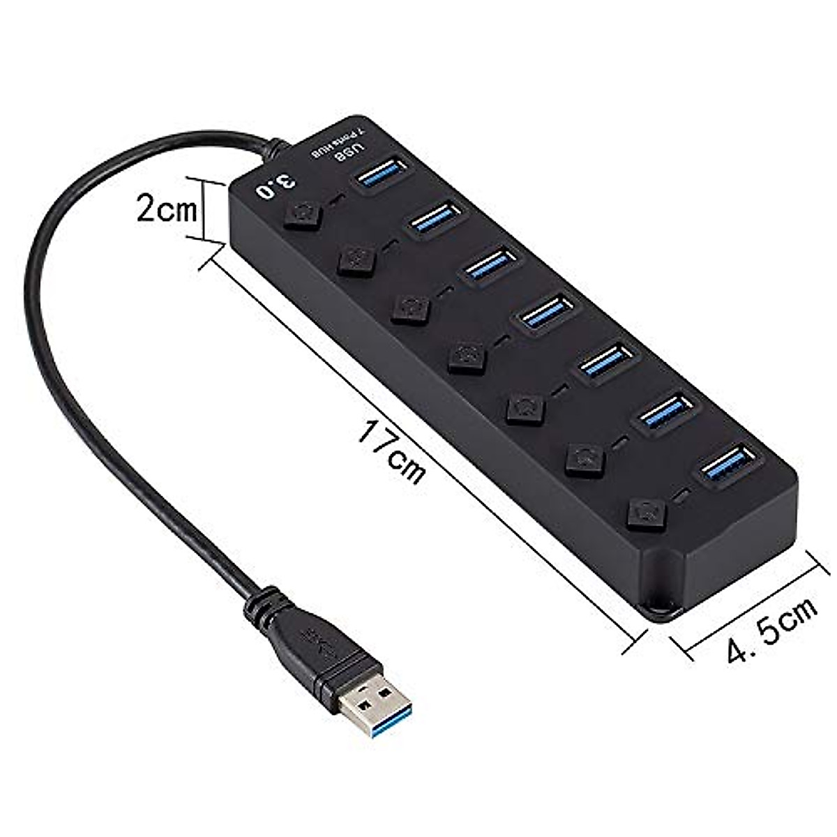 JSANSUI Distributor hub Usb3.0 Splitter 7-Port USB3.07-Port Hub 7-Port High-Speed Multi-hub Extension with PC and Laptop Switch