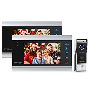 TMEZON Wired Video Door Phone Visual Intercom Doorbell System with Camera Touch Screen Monitor IR Night Vision TFT Color LCD Display