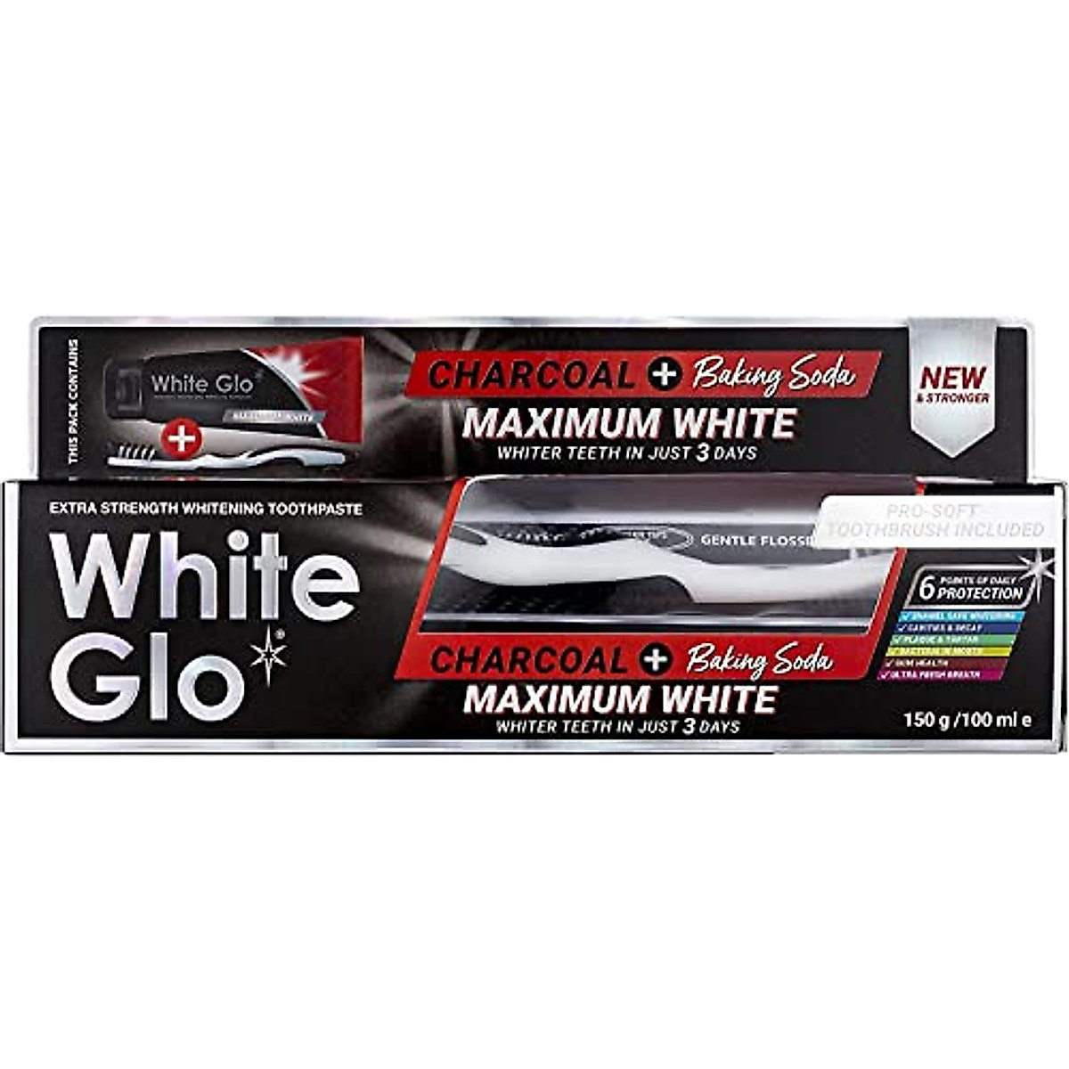 White Glo - Charcoal + Baking Soda Maximum White Toothpaste 150g