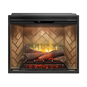 Dimplex Revillusion® 30 Inch Built-in Electric Firebox - Herringbone Brick Background - Includes Realistic Faux Logset, Front Glass Panel, Firebox, and Plug Kit