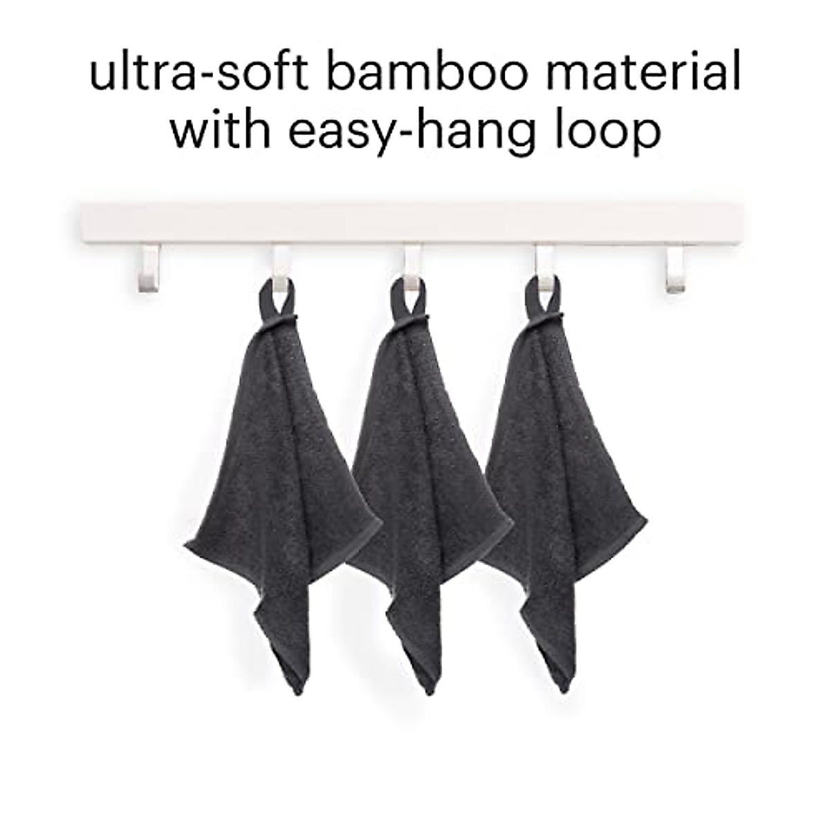 Brondell Ultra-Soft Bamboo Bidet Towels for Bathrooms, Soft and Absorbent, Machine-Washable, Quick Dry, 9.85” x 9.85”, Includes Mesh Laundry Bag, Graphite, Small