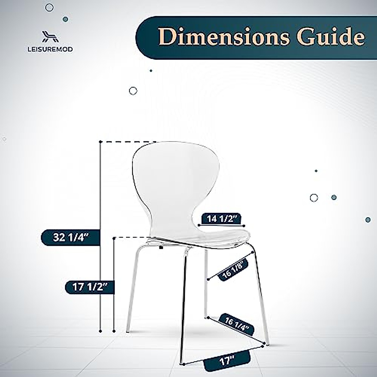 LeisureMod Modern Oyster Side Chair, Clear