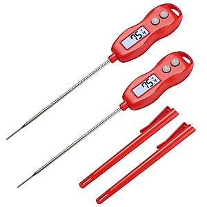 2 Pack Instant Read Digital Meat Thermometer - AIMILAR AY6001-R2 Magnetic Waterproof Food Cooking Thermometer with Backlight for Kitchen Oven BBQ Grill Smoker Turkey Candy Water