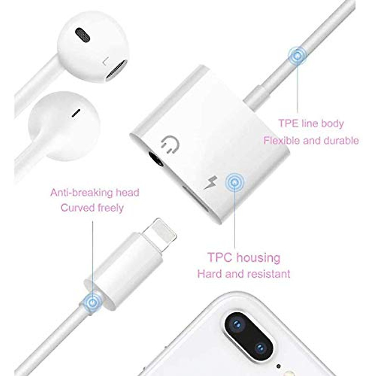 [Apple MFi Certified] Charger Headphones Adapter for iPhone,2 in 1 Belcompany Lightning to 3.5mm Jack Dongle Aux Audio & Charger Splitter Adapter Compatible with iPhone 12/11/XS/XR/X/8/7/iPad/iPod