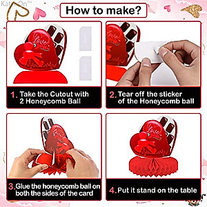 KatchOn, Valentine Honeycomb Centerpieces - Pack of 9 | Red and Pink Valentines Decorations for Party | Valentines Day Decorations for Table | Valentines Centerpieces for Valentines Table Decor