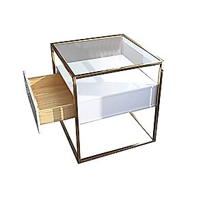HIGOH Bedside Table Transparent Nightstand Simple Living Room Side Luxury Modern Multi-Function Storage Cabinet Bedroom Bedside Table