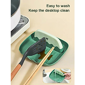 Ledudu A spoon rack for kitchen counter using for spatula spoon rack in kitchen kitchen utensils and Barbecue appliances and pot lid support water dripping protection,Green,17.2*15.5*7.8cm
