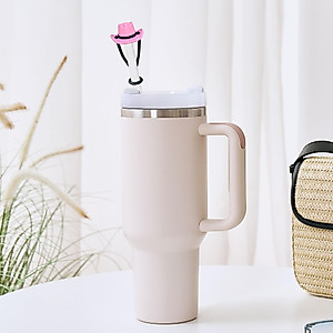 6PCS Cowboy Hat Straw Cover Cap for Stanley Cup, Silicone Cowgirl Hat Straw Topper for Stanley 30&40Oz, 10mm 0.4in Dust-Proof Reusable Straw Tips Lids for Man & Woman Gift. (6PCS Cowboy Hat)