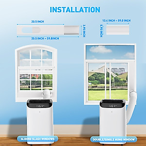 12,000 BTU Portable Air Conditioner Cools Up to 500 Sq.Ft, 3-IN-1 Energy Efficient Portable AC Unit with Remote Control & Installation Kits for Large Room, Campervan, Office, Temporary Space