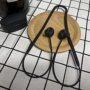 Aoyygg Strap Anti-Lost Wire Cable Suitable for Sony WF-1000XM4 Bluetooth Headset Neck Rope Silicone Anti-Lost Lanyard Non-Slip Straps (Black)