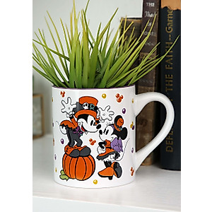Silver Buffalo Disney Mickey and Minnie Halloween Let's Party Ceramic Mug, 14-Ounce, 1 Count (Pack of 1), Multicolored