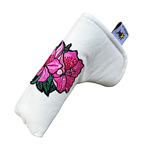 Azalea Hand Embroidered Blade Putter Golf Club Leather Headcover Magnetic Closure Sunfish