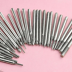 TOVOT 90PCS Assorted Diamond Burr Bits 1/8" Shank Diamond Bits for Rotary Tool Woodworking Metal Stone Engraving Carving Polishing