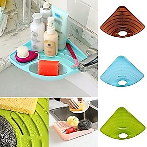 NPLE--Bathroom Kitchen Tool Sink Corner Storage Rack Sponge Holder Wall Suction Cup