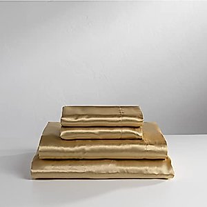 Baltic Linen Satin Luxury Sheet Set Full Gold 4-Piece Set