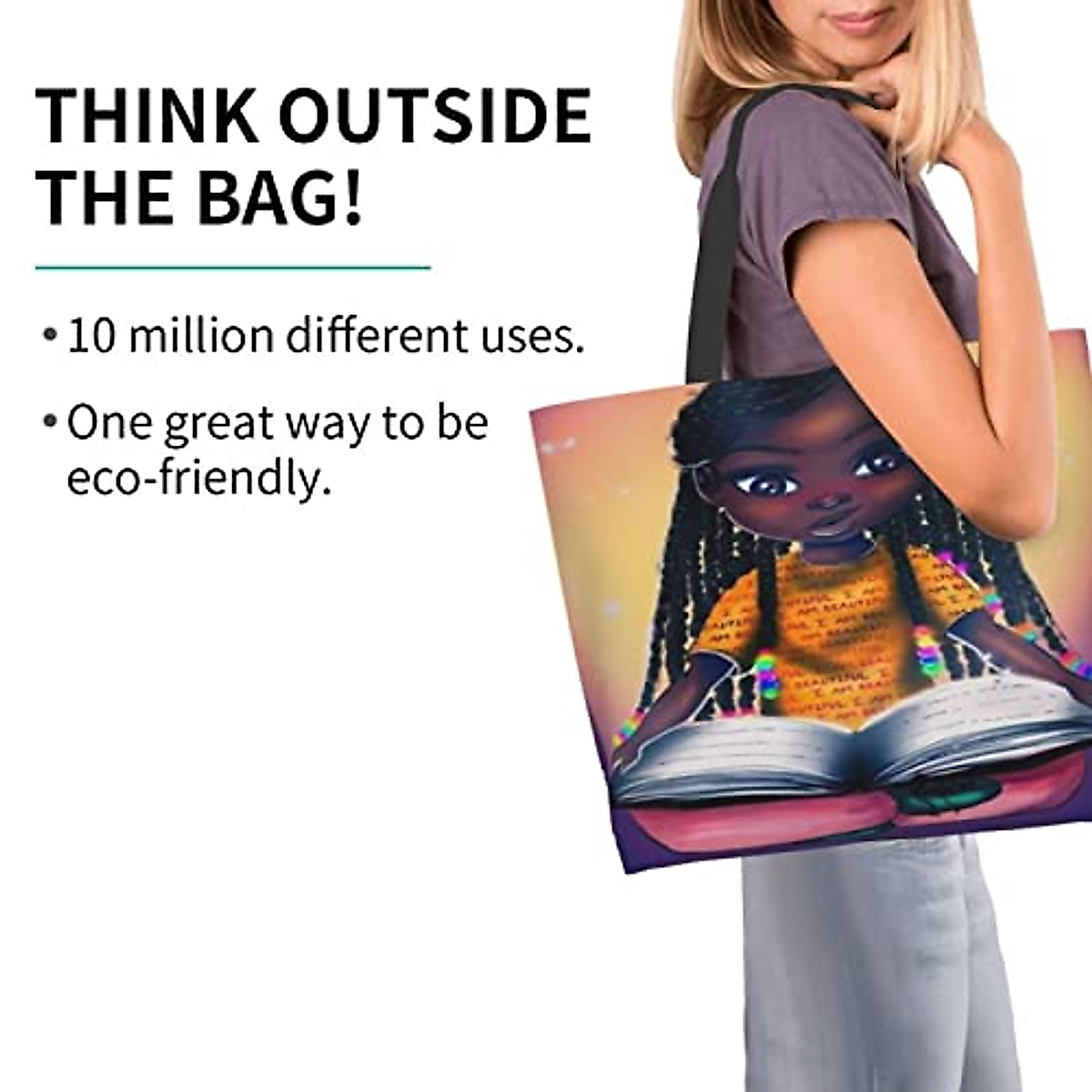 IHDABGDM african girl tote bag shopping bag shoulder bag black african girl magic shoulder bag shopping, work, groceries, gym