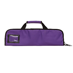 5 Pocket Padded Chef Knife Case Roll with 5 pc. Edge Guards (Purple 5 Pocket bag w/5pc.Multi-Color Edge guards)