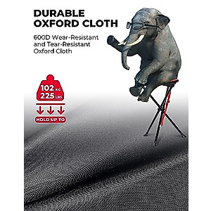 DEERFAMY Folding Camping Tripod Stools, Portable 3 Legs Tall Slacker Chair Tripod Seat for Outdoor Hiking Hunting Fishing Picnic Travel Beach BBQ Garden Lawn with Storage Bag, Red