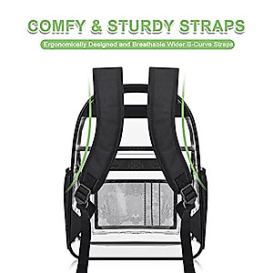 AROUVOG Clear Backpack for School, Heavy Duty PVC Transparent Backpack, Clear Book Bag,See Through Backpacks for College Concert Travel (Medium)