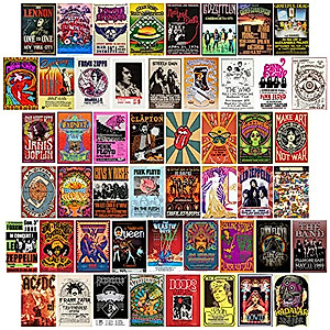 Album Covers Vintage Rock Wall Collage Kit Aesthetic Pictures 50 Pcs ,70s 80s 90sVintage Poster Room Decor, Music Posters for Room Aesthetic,4x6'' Photo Printed Wall Decor,Teen Girls Room Decor