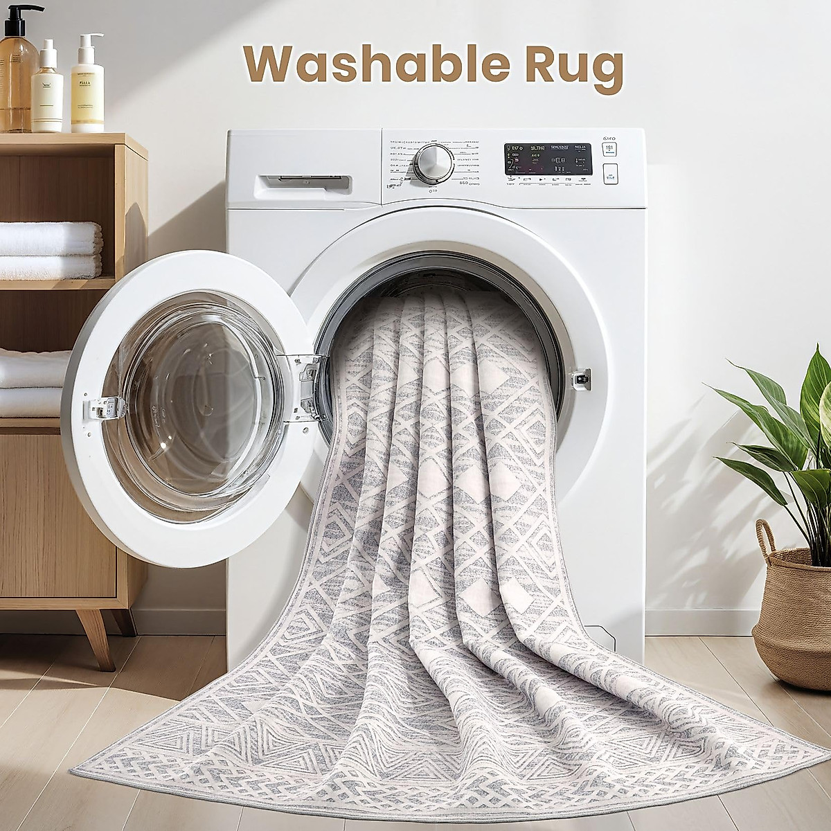 DEXIDUO Area Rugs for Living Room Rug: 9x12 Soft Washable Rugs Low Pile Non-Slip Backing Indoor Floor Rugs for Living Room Bedroom Kitchen Dining Under Table Home Office,Grey