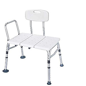 HEALTHLINE Tub Transfer Bench, Lightweight Medical Bath and Shower Chair with Back, Non-Slip Seat, Transfer Bench for Elderly and Disabled, Medical Bath Shower Chair, Adjustable Height, White