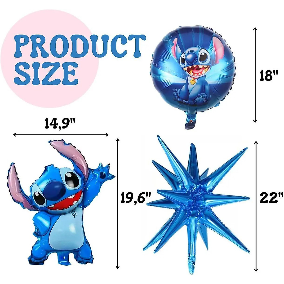 5PCS Cartoon Theme Blue Balloons 18" and 22" Cartoon Birthday Party Decorations for Cartoon Balloons Arch Birthday Party Decorations
