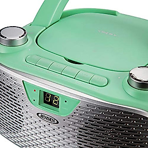 JENSEN CD-485-GR CD-485 1-Watt Portable Stereo CD Player with AM/FM Radio (Green)
