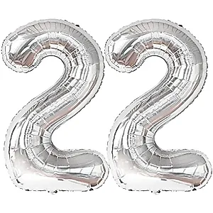 Katchon, Silver 22 Balloon Number - Huge, 40 Inch | 22 Birthday Balloons for 22 Birthday Decorations For Women | Silver 22 Balloons, 22nd Birthday Decorations | Silver 22 Birthday Decorations For Men