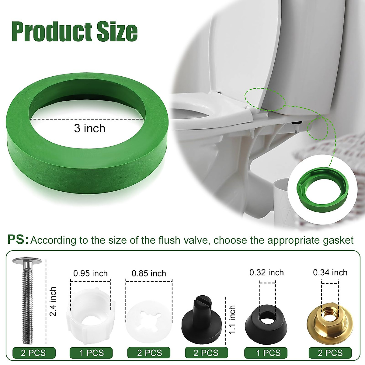 Toilet Tank to Bowl Coupling Kit, Suit for American Standard Champion 4 Toilet Parts AS738756-0070A, Includes Gasket, Bolts and Other Essential Parts for Most 3 Inch Flush Valve Opening Tanks
