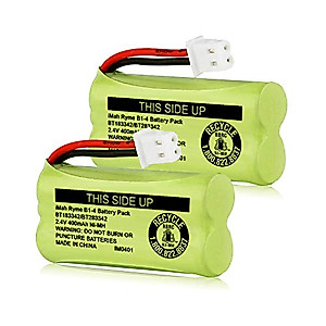 iMah BT183342/BT283342 2.4V 400mAh Ni-MH Battery Pack Compatible with AT&T VTech Cordless Phone Batteries BT166342/BT266342 BT162342/BT262342 2SN-AAA40H-S-X2, Pack of 2