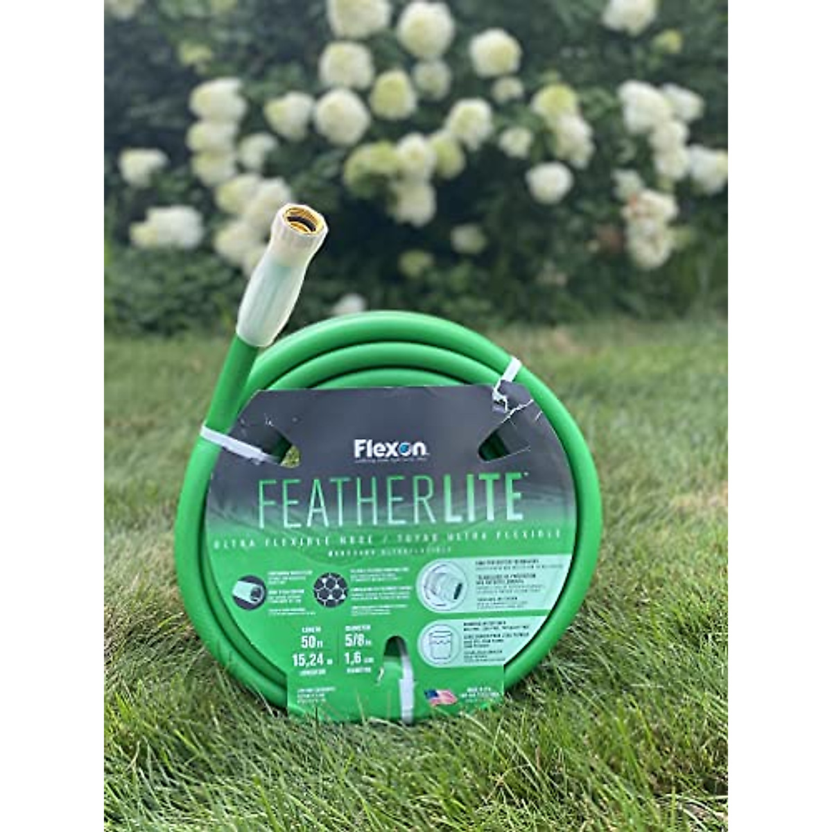 Flexon Featherlite 5/8 x 50 Flexible Garden Hose, 50 ft, Green