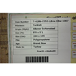 Unique Loom Edinburgh Collection Classic Oriental Traditional French Country Inspired Border Design Area Rug, 5 x 8 ft, Brown/Beige