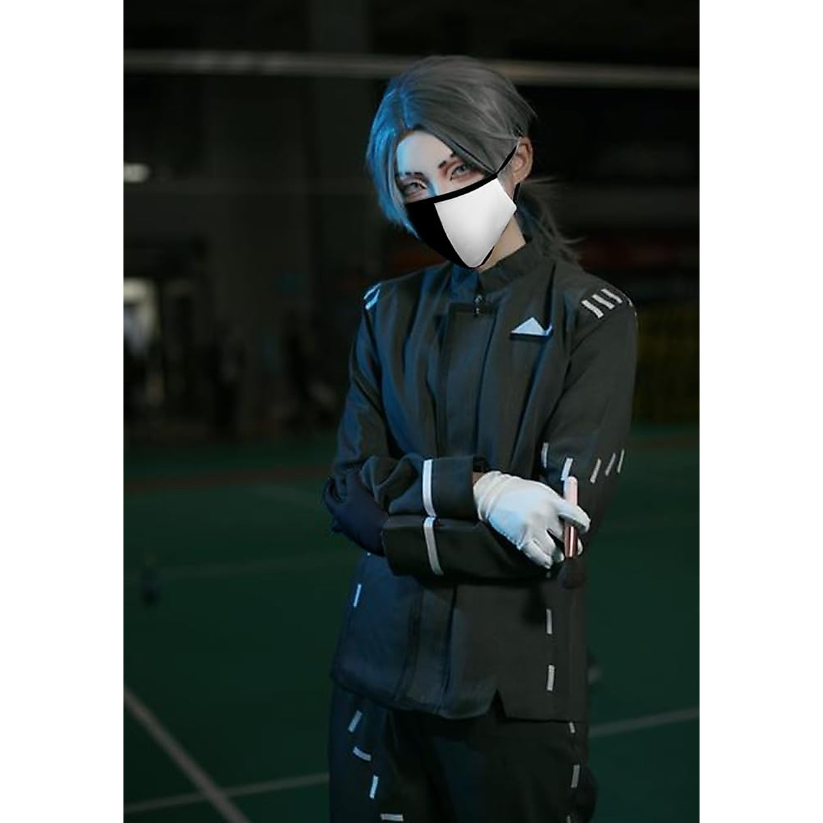 DAZCOS MCYT Ranboo Cosplay Black and White Mask Gloves Adjustable Face Cover Washable (black and white)