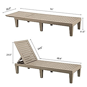 JUMMICO Patio Chaise Lounge Chair Set of 2 Outdoor PE Waterproof Adjustable Easy Assembly Lounge Chairs for Outside Pool Garden Deck Beach