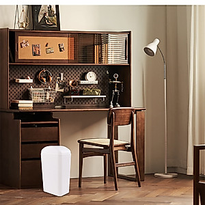 Morcte 3.5 Gallon Plastic Small Garbage Bin with Swing-top Lid, Swing Lid Trash Can, White