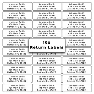 Return Address Labels Personalized Stickers – 150 Personalized Address Labels Self Adhesive, Simple Flat Sheet Return Address Stickers for Envelopes, Quality Custom Address Labels, White Return Label