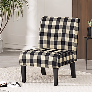 Christopher Knight Home Kendal Traditional Upholstered Farmhouse Accent Chair, Black Checkerboard, Matte Black 29.5D x 22.5W x 32H in