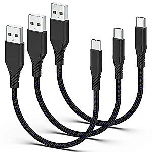 6 inch USB-C Charging Cable Short, 3 Pack Braided USB A to USB C Cord Fast Charging Type C Cable for Charging Station, Compatible with Samsung Galaxy S22 Ultra Note 20 A21 LG V30 V40 Pixel 6