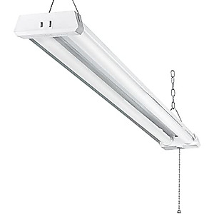ZJOJO Linkable LED Shop Light for Garage, LED Shop Light 42W [250W Equivalent] 5000lm 4FT, 6000-6500K Daylight White, 5-Year-Warranty, Shop Lights with Pull Chain (ON/Off) for Office Warehouse-(1PK)