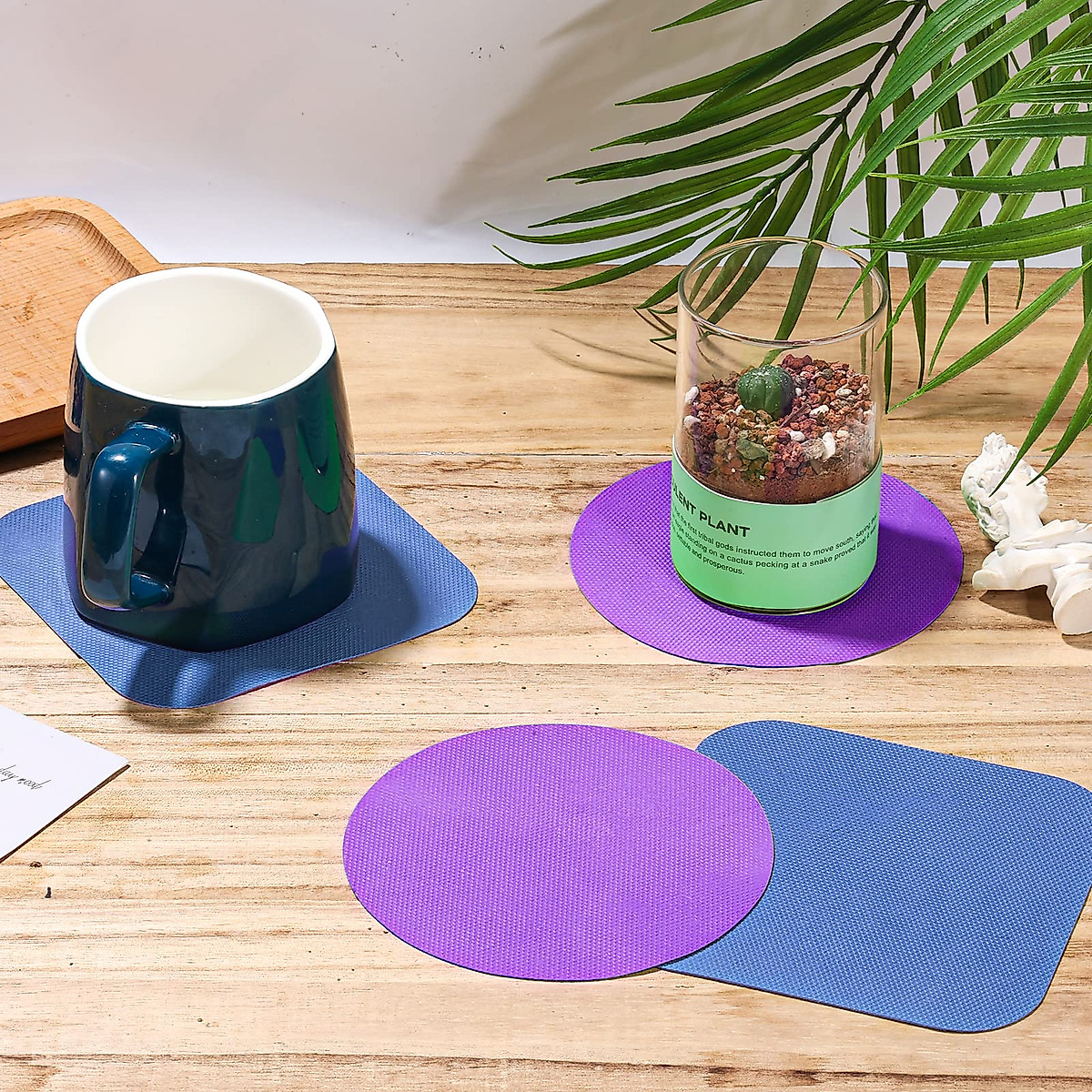 4pcs Jar Opener Gripper Pads, Rubber Jar Grippers Multi-function Jar Opener for Seniors with Weak Hands Coasters (Blue, Purple)