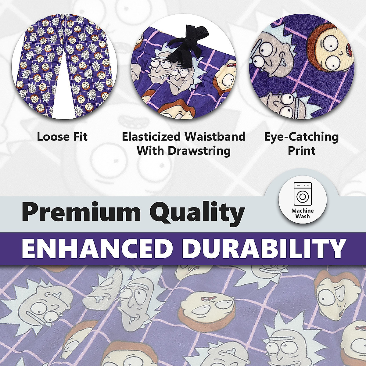 Handcraft Mens Pajama Pants for Men, Mens Lounge Pants, Gifts for Men, Rick and Morty Men's Pajama Bottoms