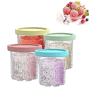 REMYS Creami Pints and Lids - 4 Pack, for Ninja Creami Deluxe,24 OZ Ice Cream Storage Containers Airtight and Leaf-Proof for NC500 NC501 Series Ice Cream Maker