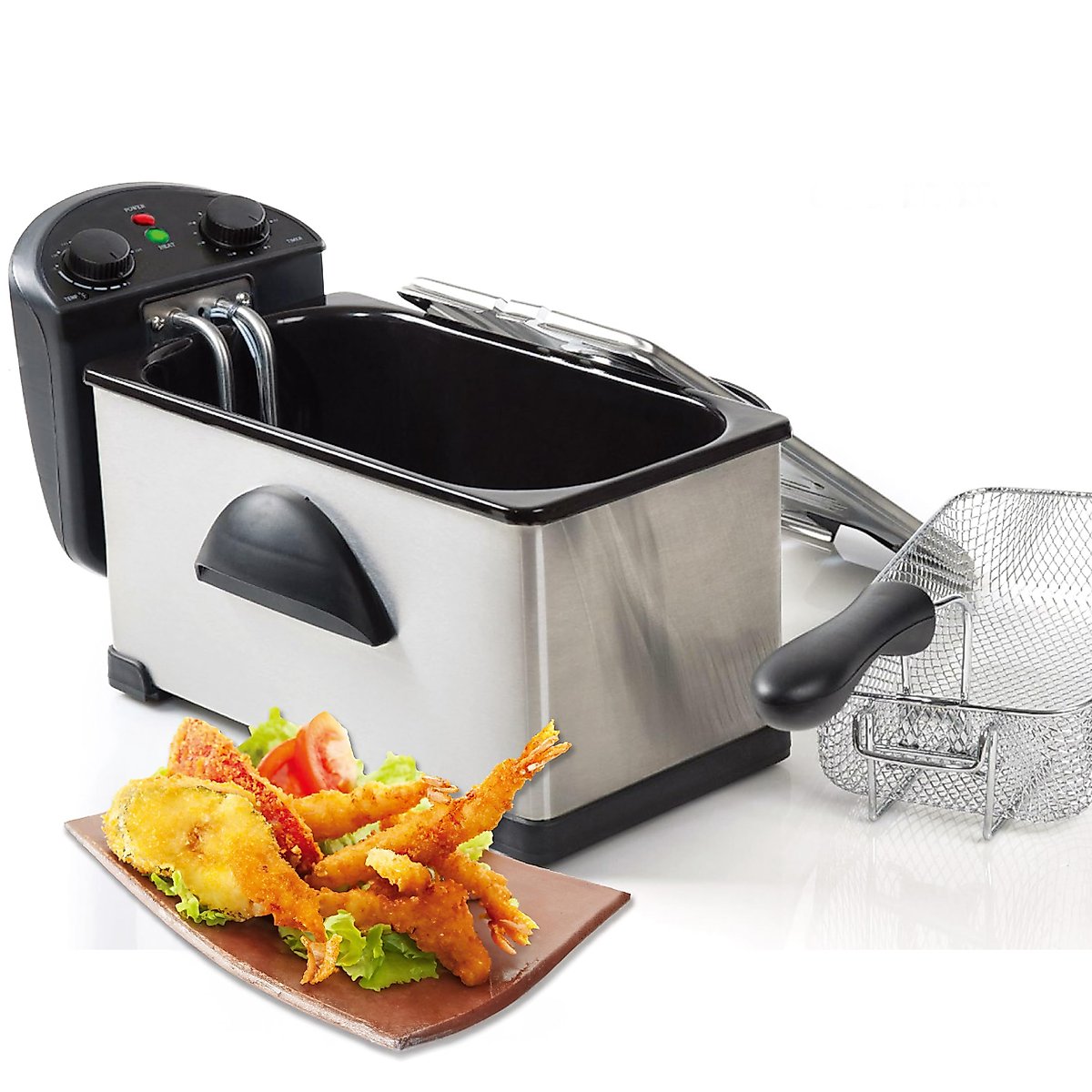 MegaChef Electric Oil Deep Fryer with Adjustable Temperature Control and Timer (3.17 Quart)