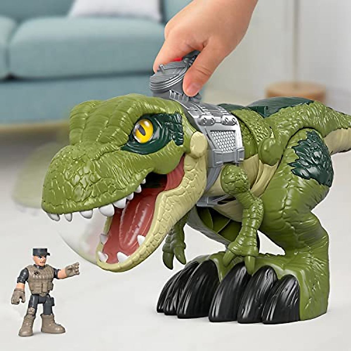 Fisher-Price Imaginext Jurassic World Mega Mouth T.Rrex, chomping toy dinosaur for preschool kids ages 3-8 years