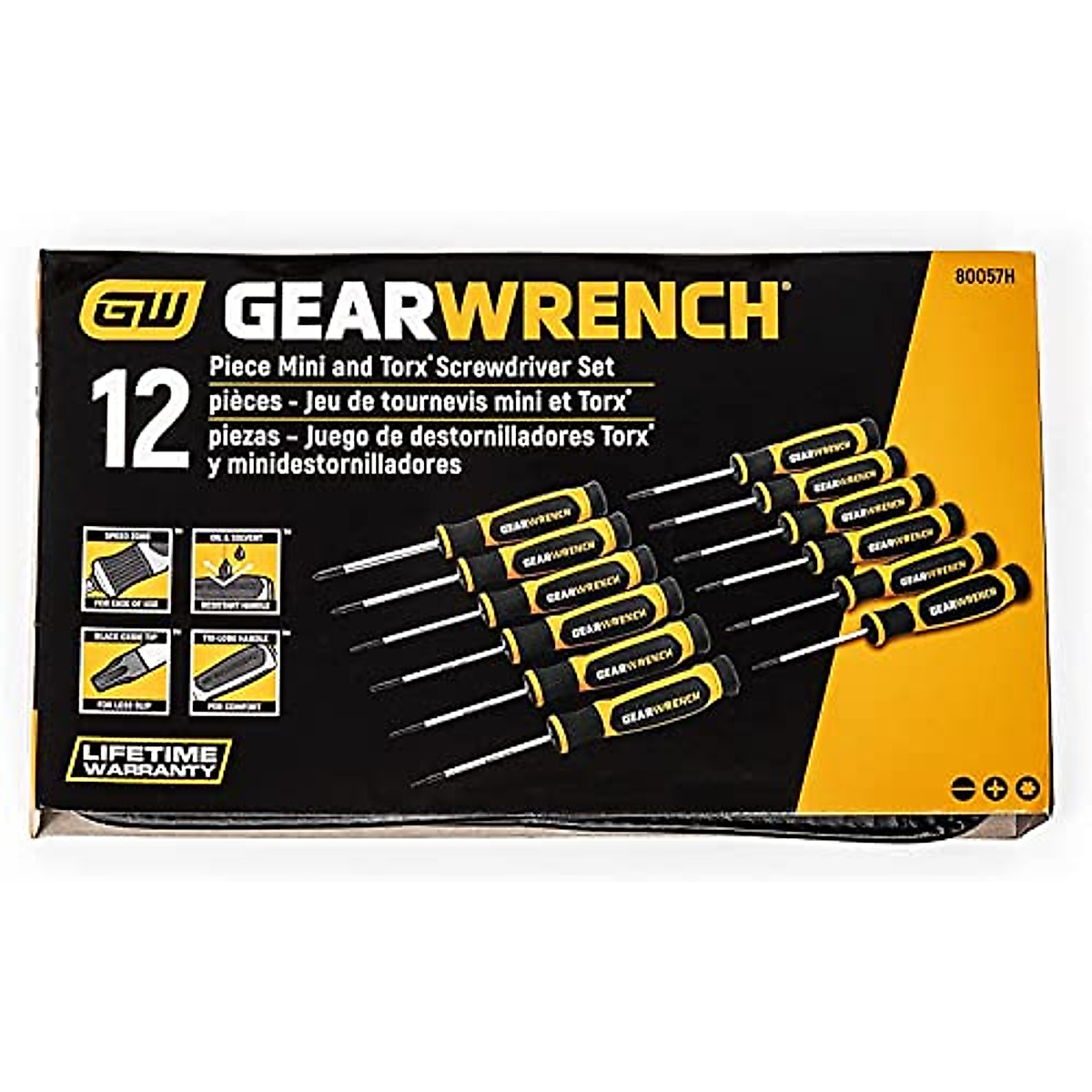 GEARWRENCH 12 Pc. Phillips/Slotted/Torx Mini Dual Material Screwdriver Set - 80057H
