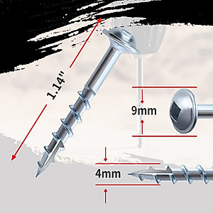 Ruitool Pocket Hole Screws #8 x 1-1/4" Square Drive Coarse-Thread Zinc Coated Self-Tapping Wood Screws 150ct. for Woodworking Tools…