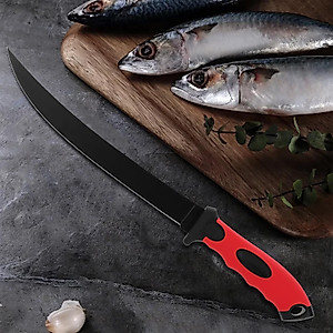 Muibe Fillet Knife for Fish, 9” Stainless Steel Blade, Corrosion-Resistant Coating, with Protective Sheath and Non-Slip Handle, for Filleting Practical Tools