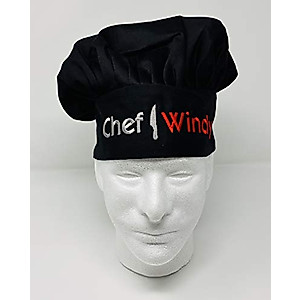 Embroidered Chef Hat with Custom Name a Great Gift Adult Premium Quality (Black)