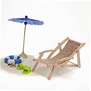 CIYODO ，， ， Chairs Decor Chaise Lounge Reclining Chair Beach Chair Doll Chair Mini Deck Chair Model Miniature Chair Miniature Deck Chair Mini House Chair Model Wood